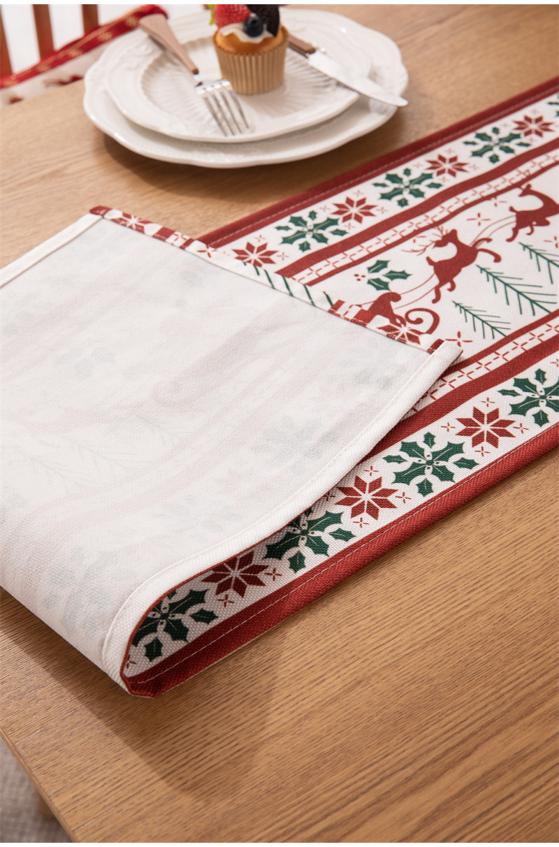 Modern Minimalist Polyester Cotton Christmas Table Runner Merry ...