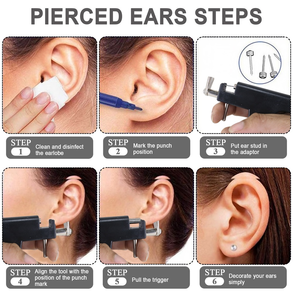 Ear Piercing Set Ear Piercing Tool Set 98pcs Ear Studs Steel Ear Nose ...