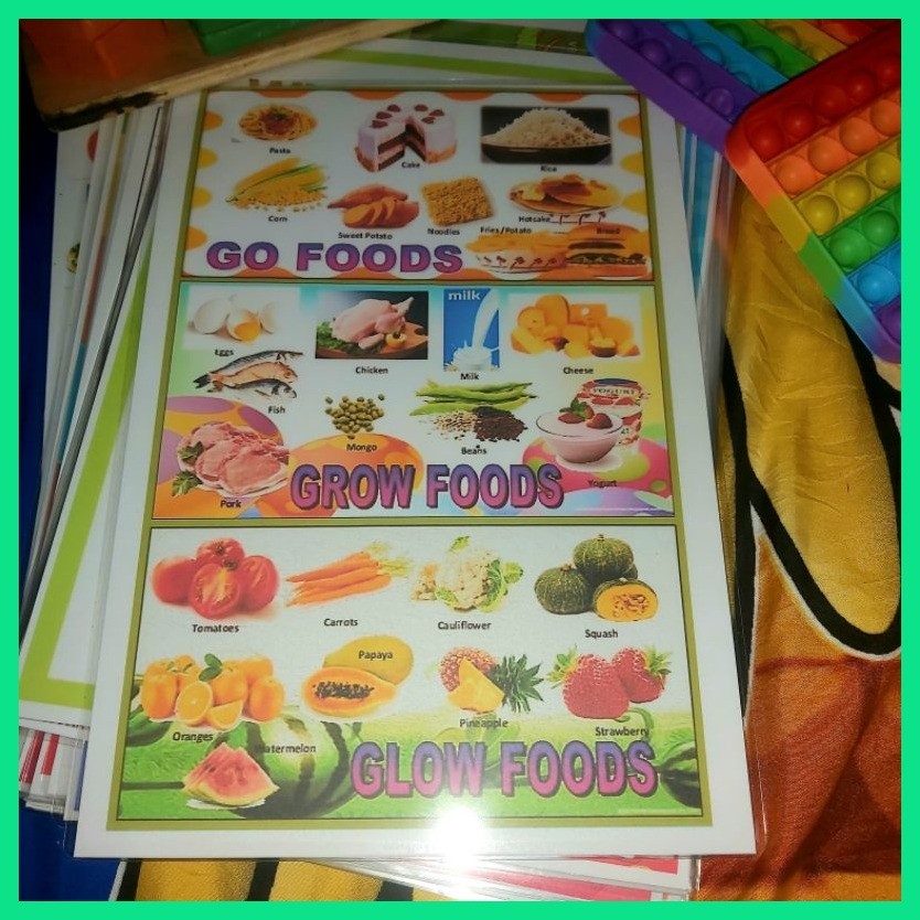 A4 GO, GROW, and GLOW FOODS Laminated Educational Wall Chart for kids ...