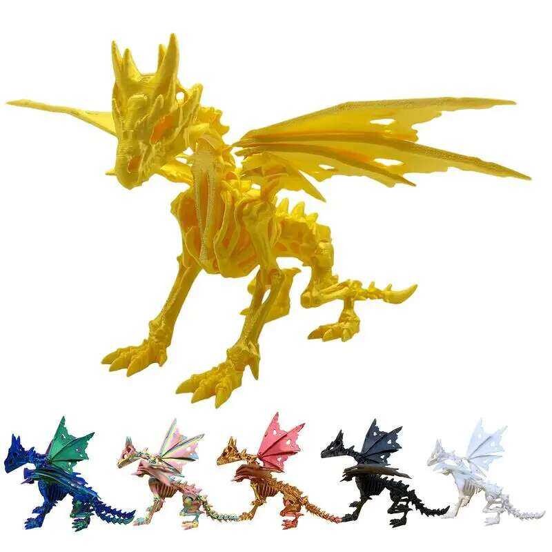 3D Printed Skeleton Flying Dragon Figures Multi-Color Movable Dragon ...