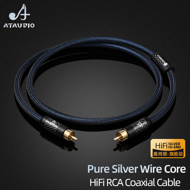 Hi-end Pure Silver RCA Coaxial Digital Audio Cable for TV CD with Gold ...