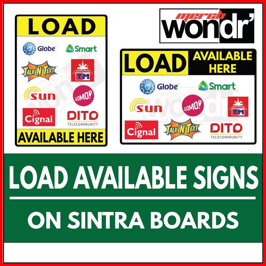 ♀ ☌ Load Available Signs, E-load, Loading Station Signage. Globe, Smart ...