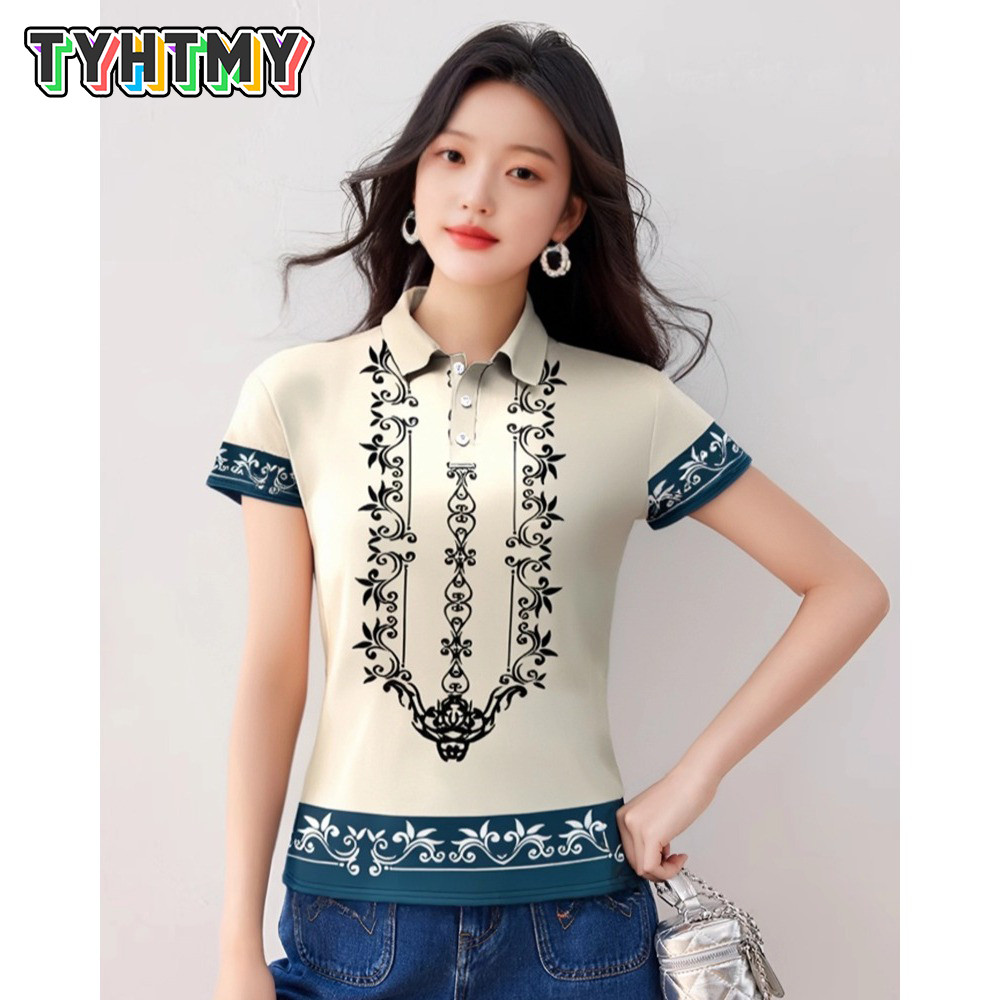 Modern Bohemian style Ethnic Style Full sublimation Women's Polo Short ...