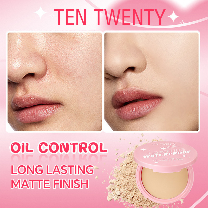 Waterproof Face PowederOil Control Matte Flawless Lasting Pressed Powder Foundation Makeup ...