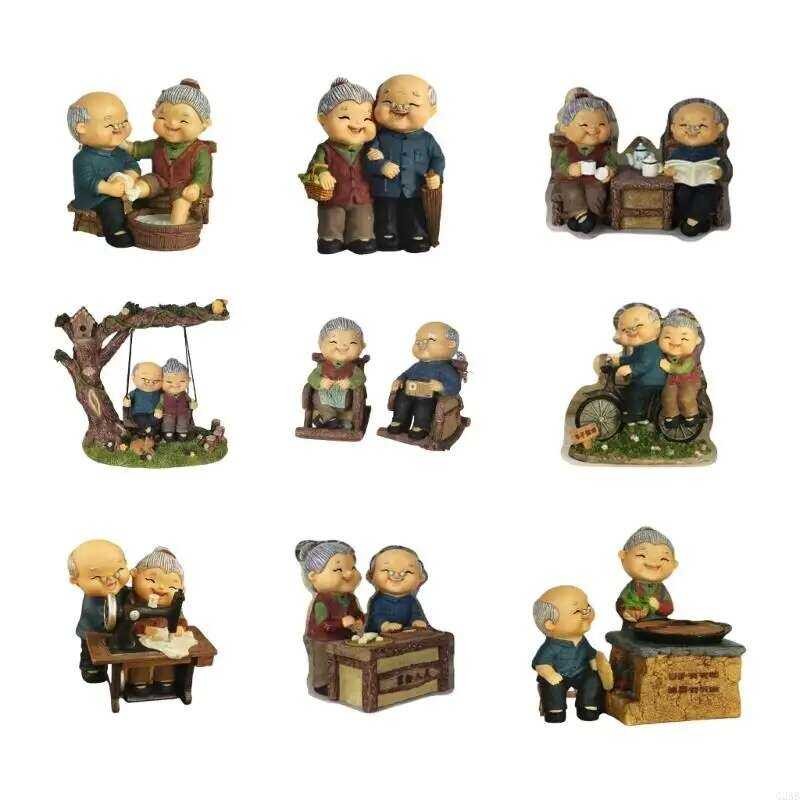 G2ab Anniversary Elderly Couple Figurines Miniature Figures Grandma ...