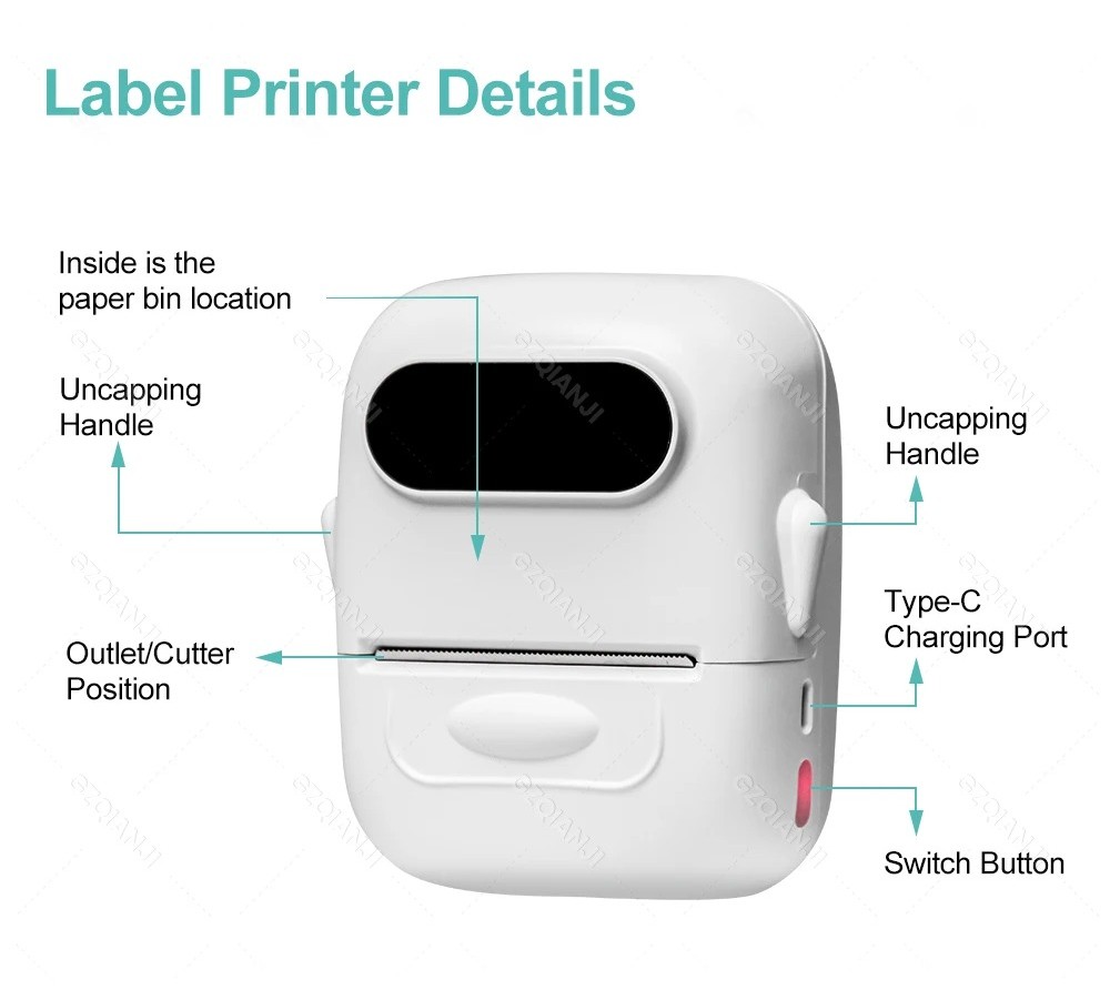 Mini Label Printer P5 Barcode Label Printer Labeling Maker Machine Mini ...