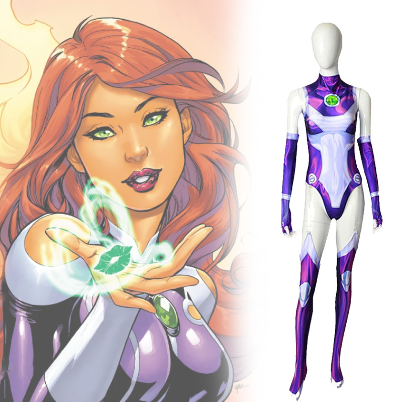 Starfire Teen Titans Cosplay Suit Spandex Material Comfortable To Wear ...