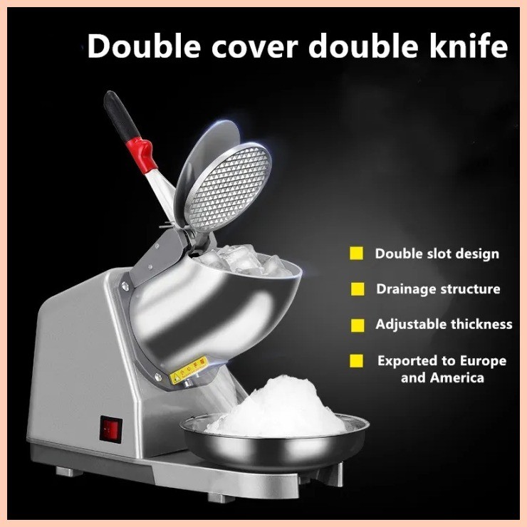 Electric Double Blade Ice Crusher Heavy Duty Stainless Steel Ice Shaver ...