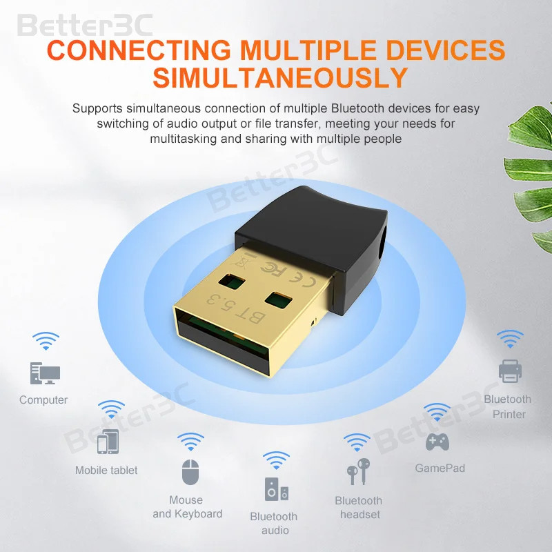 USB Bluetooth 5.3 Dongle Adapter Driver-free bluetooth transmitter ...