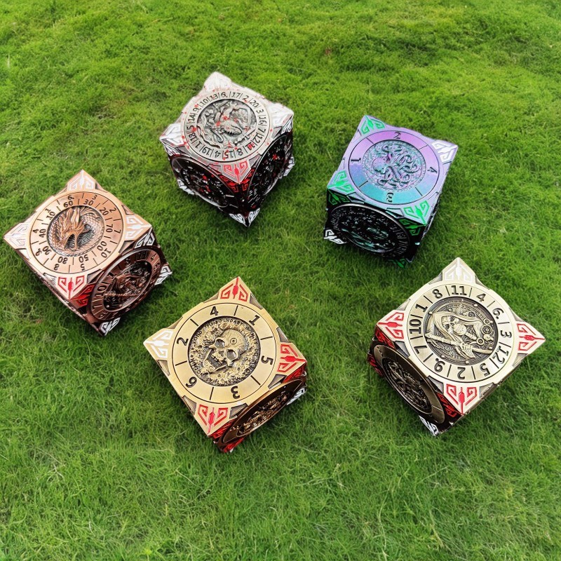 7 in 1 Six-Sided Rotation DND Dice Metal Dragon and Dungeon Cthulusezi ...