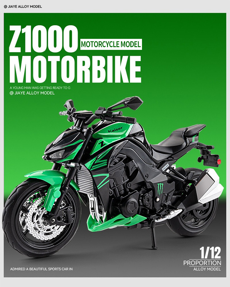 1:12 Kawasaki Ninja Z1000 Motorcycle Diecast Toys Car Model Cars Alloy ...