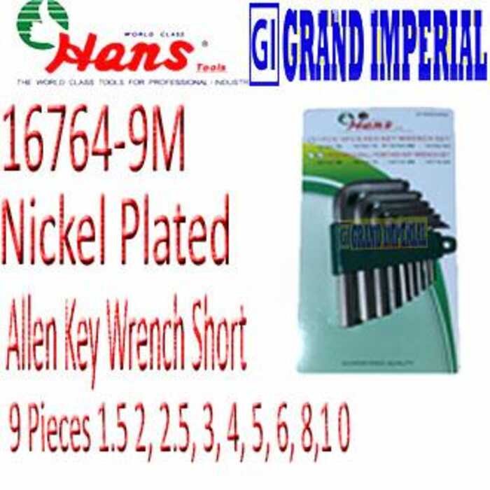 200 Hans Allen Key Wrench 9 Pieces Hex Short Arm 16764-9M 1.5 To 10Mm ...