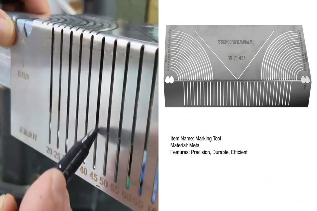 Pipe Ruler Marker Steel Curve Marking Tool Adjustable 90-degree Square ...