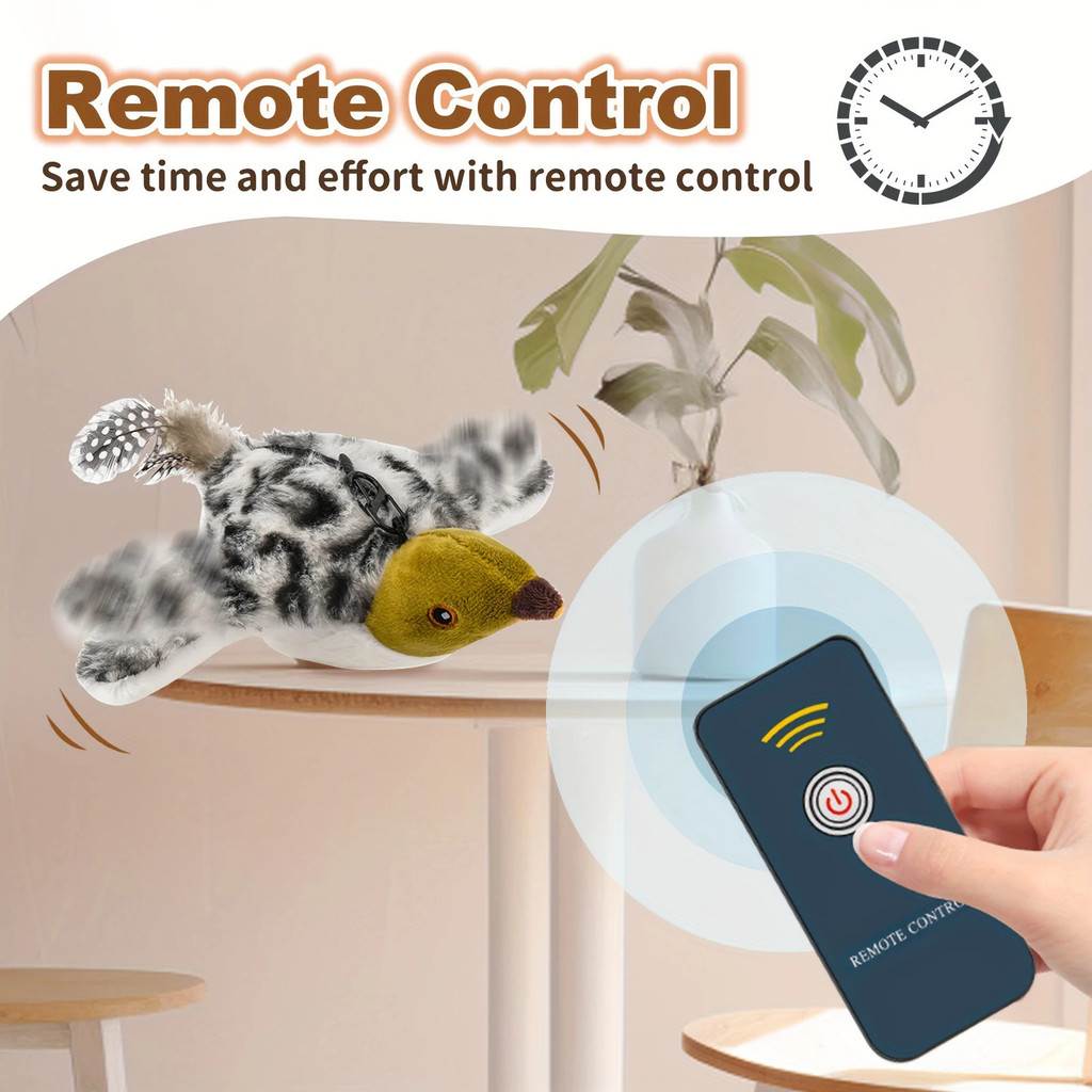 Remote Control Cat Toy Interactive Electric Fluttering Sparrow ...