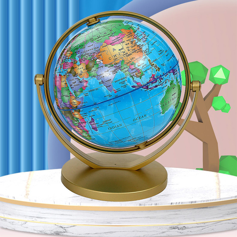 10.6/14.2/20/25Cm Gold Frame Globe Retro Blue White Geography Textbook ...