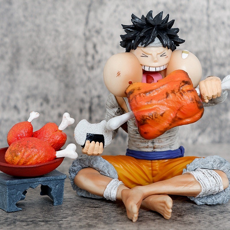 One Piece Dinner Series GK Luffy Eating Meat Sitting Desktop Decoration ...