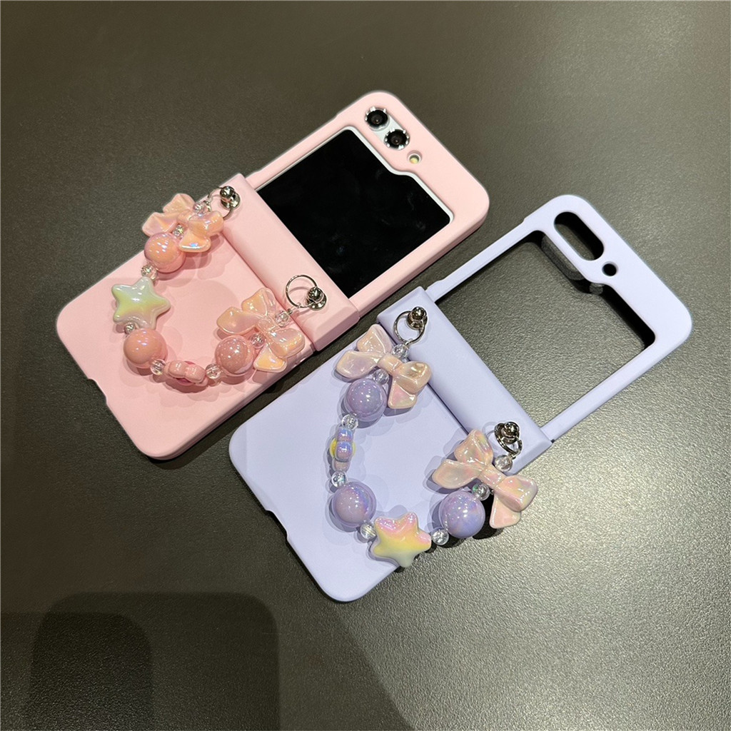 Korean Cute Macaroon Color Phone Case with Bow Star Bracelet for ...
