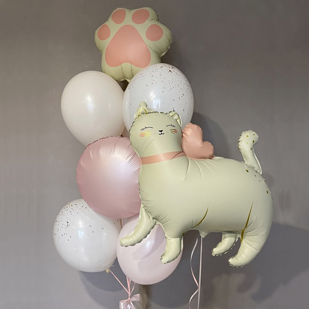 Hot Matte Cat Cake Kids Birthday Balloons Let's Party Dog Cat Paw ...