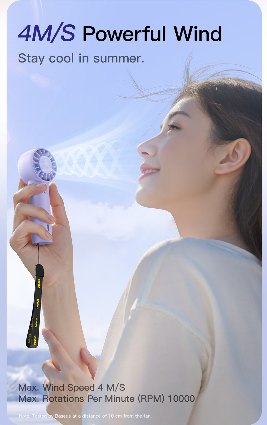 Baseus Handheld Fan DT1 Mini Fan USB Rechargeable Protable Fan 4 Hours ...