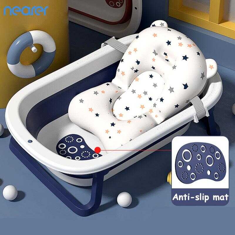 Baby Bath Tub &Bath Mat Kids Folding Large Size Bathtub 0-6 Years ...