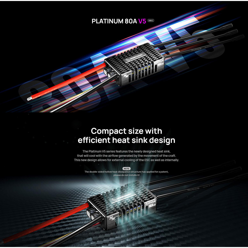 HOBBYWING Platinum 80A V5 3-8S LiPo Brushless ESC for RC Remote Control ...