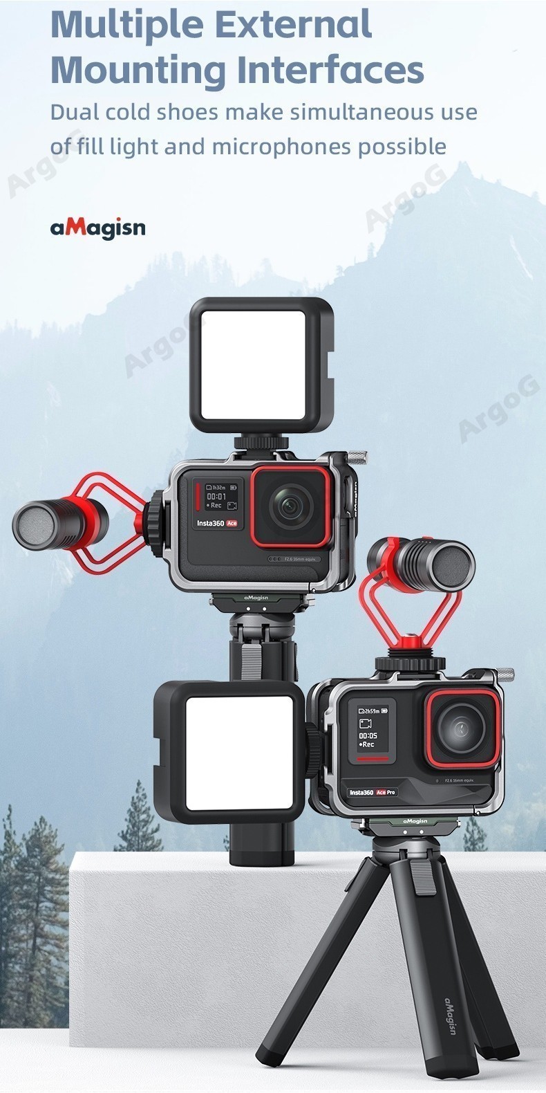 aMagisn Aluminum Frame Cage for Insta360 Ace Pro 2 / Ace Pro / Ace ...