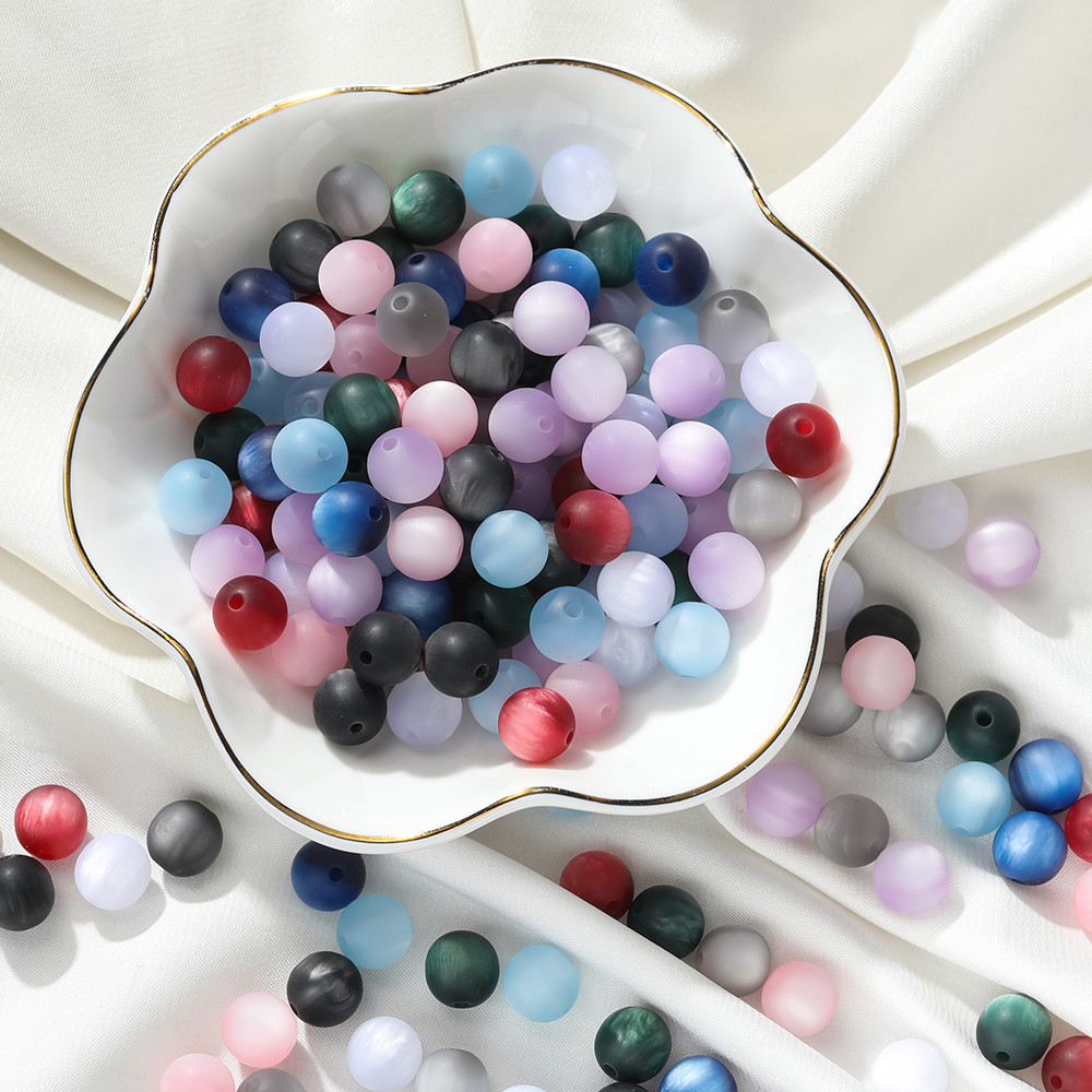 St. kunkka 8/10mm Resin Cat's Eye Beads 10Pcs Tricolor Gradient Round ...