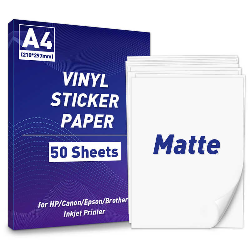 50 Sheets A4 Para Sa Inkjet/Laser Printer Vinyl Paper Sticker ...