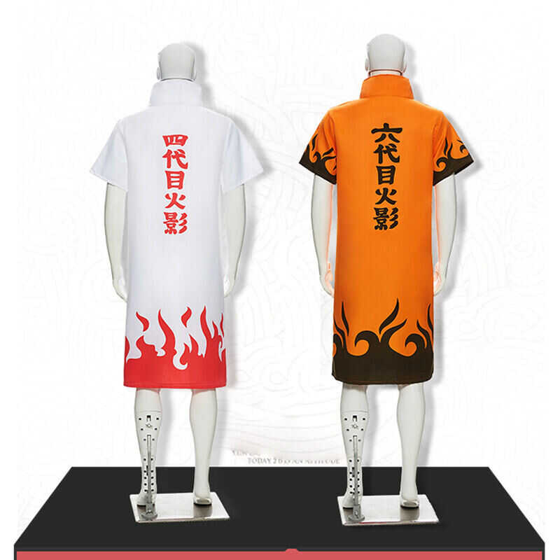 Naruto Costume Cos 4Th Cloak Robe Cap Coat Fourth Hokage Namikaze ...