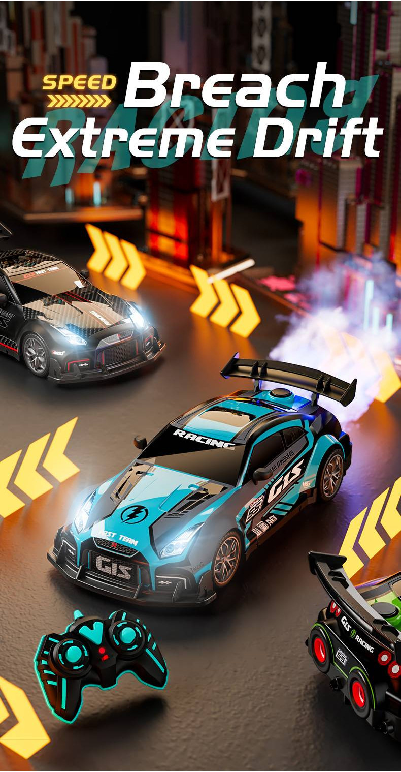 1/16 RC Spray Racing Car Toy Remote Control GTR Drift Sport Car Model ...