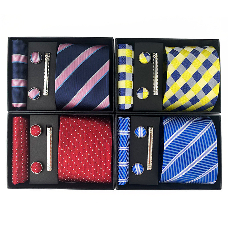 6pcs/sets Men's Formal Business Ties Clip Pocket Square Cufflinks Set ...