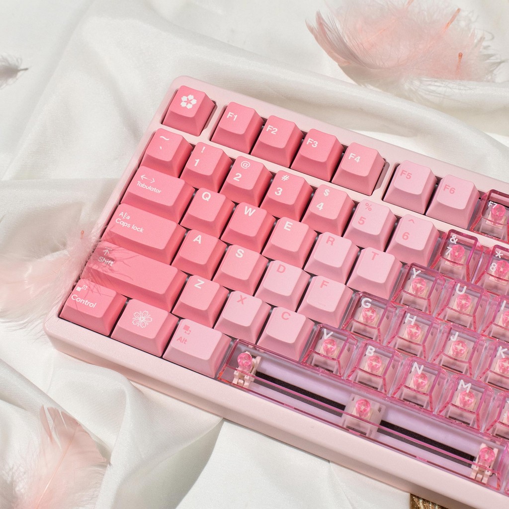 Gradient Pink Keycaps PBT+PC Light through Cherry profile Keycaps set ...