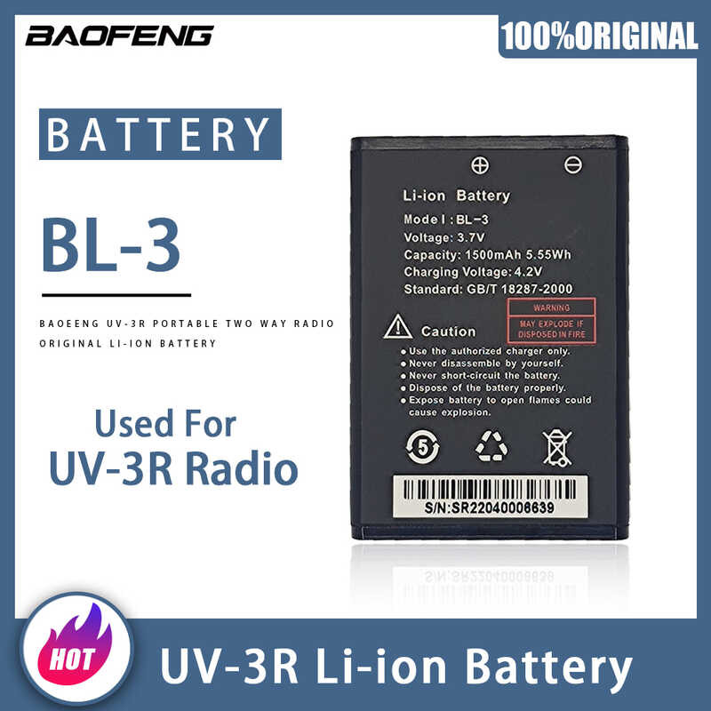 BAOFNEG Walkie Talkie -3R Li-Ion Battery Bl-3 1500Mah Compatible With Bf-R5 Bf-C50 Bf-T6 Two Way ...
