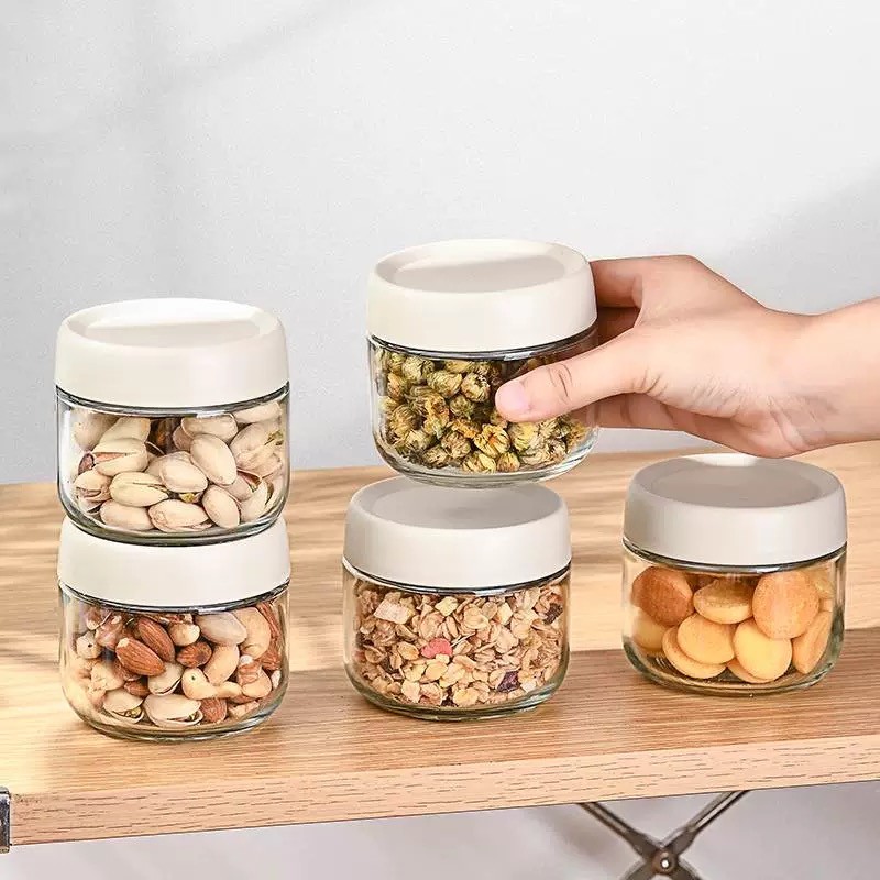 Bilibili 2-3pcs Set Sealed Glass Jars Snack Storage Jar Kitchen Supply Stackable Jars Condiments ...