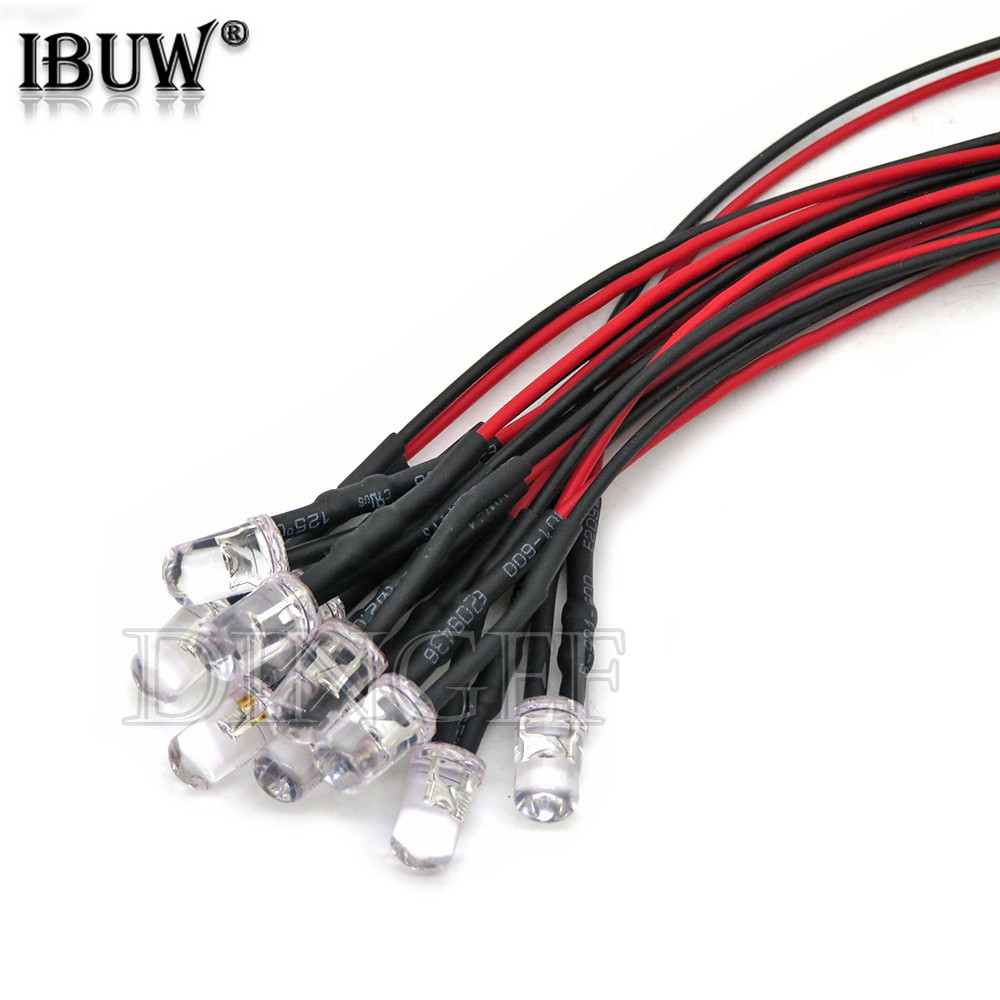 10PCS Pre Wired 5mm LED Light Lamp Bulb Prewired Emitting Diodes For ...