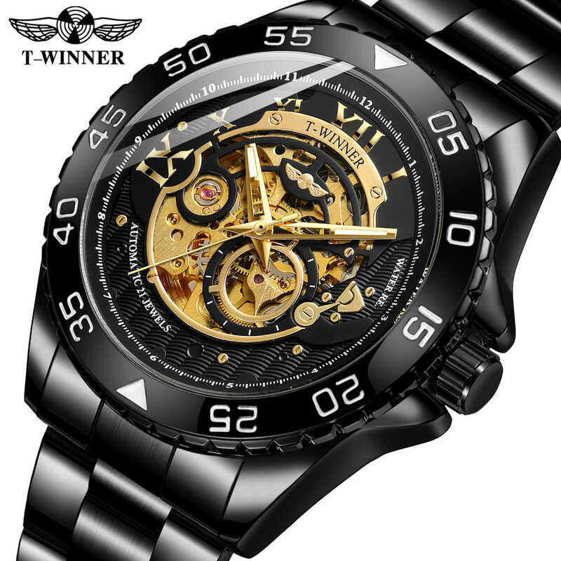 Original WINNER automatic watch men's fashion business stainless steel ...