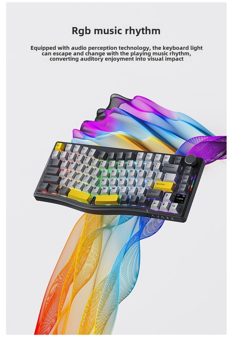Ajazz AKS075 Wireless and Wired 3 Mode RGB Alice Mechanical Keyboard ...