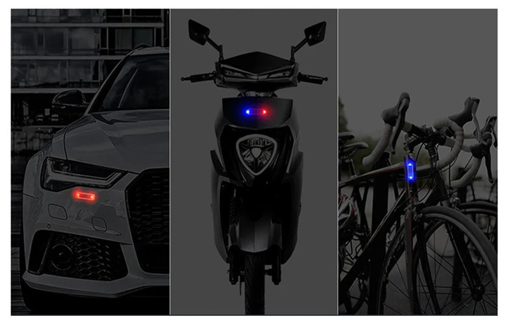 Mini LED Solar Power Car Warning Light Night Security Simulated Alarm ...