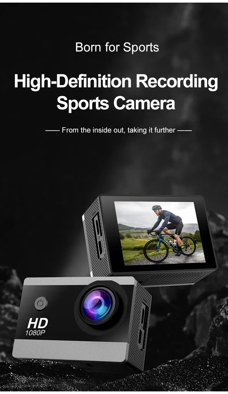 Sports camera HD 4K 30fps WiFi 2.0 inch lPS screen lP68 wide angle ...