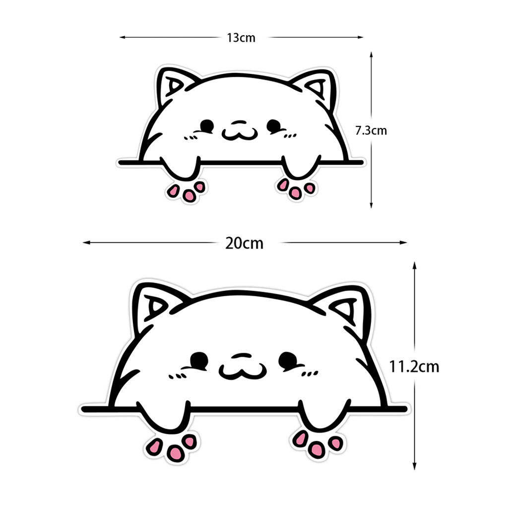 JDM Cartoon cute little cat Helmet Sticker Car body bumper scratch ...