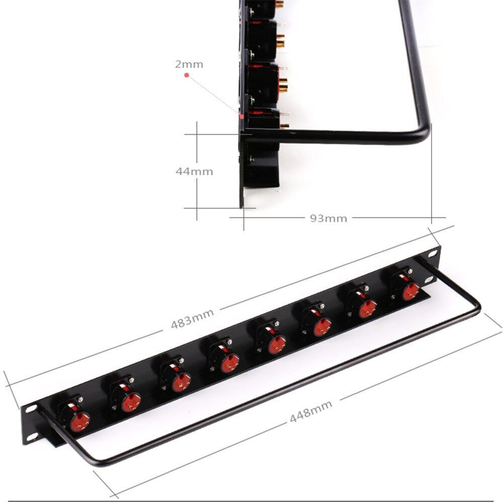 Rack Patch Panel 8 12 16 Way XLR Male Canon Connnector 1U Flight Case ...