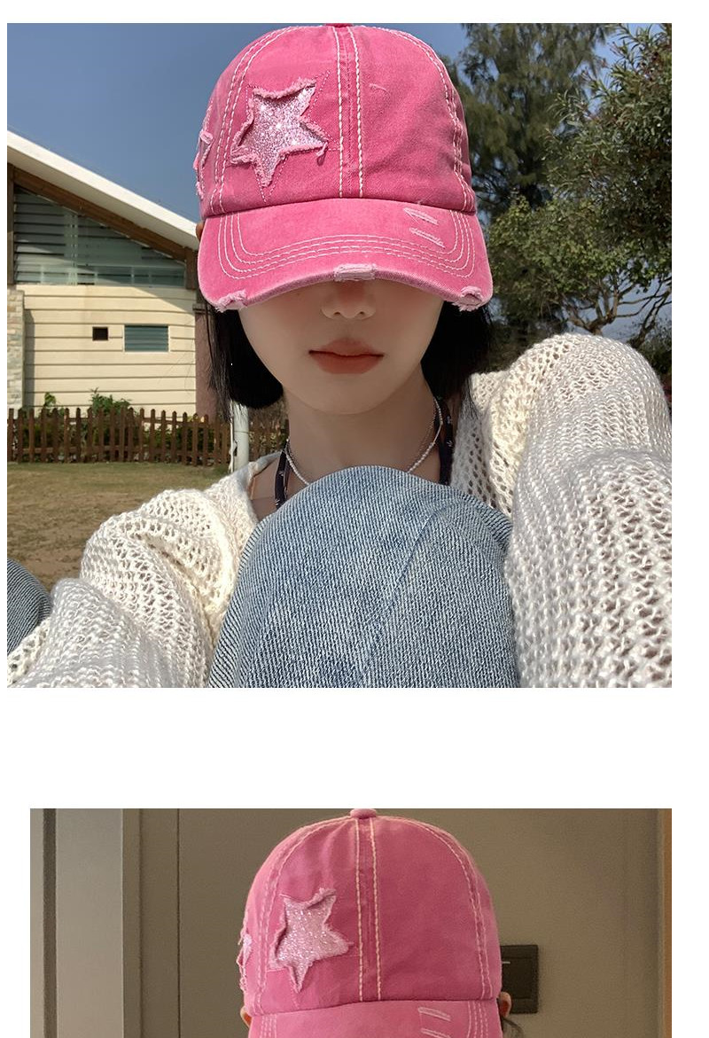 American Tear Style Retro Star Cap Women Pink Summer Fashion Baseball ...