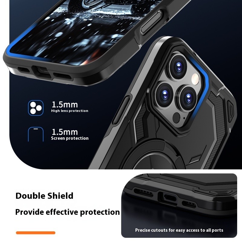 Military Armor Shockproof 360° Rotating Stand Magnetic Case For iPhone ...