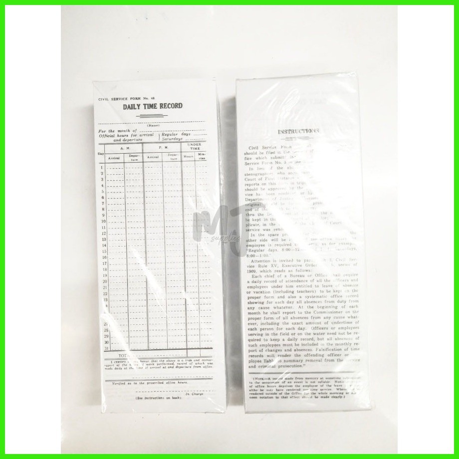⭐ 500 PCS. Daily Time Record DTR Form No. 48 Consolidated | Shopee ...