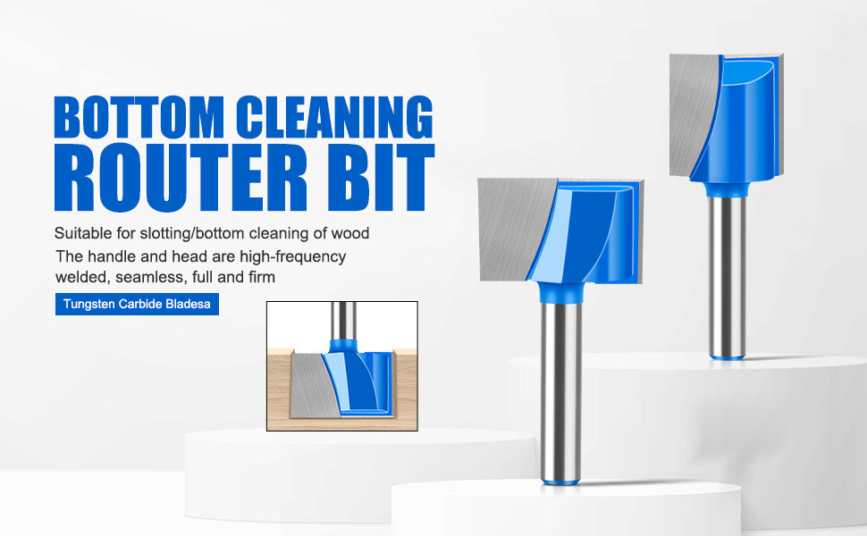 Flat Bottom Cleaning Router Bit, 6.35mm & 12mm Shank, Woodworking ...