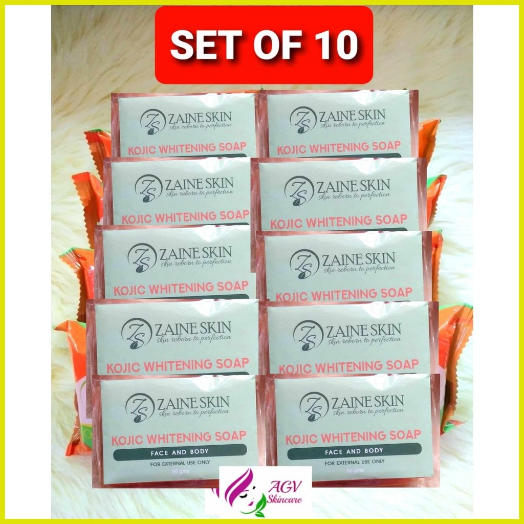 ∆ (SET OF 10-NEW PACKAGING) ZAINE SKIN KOJIC WHITENING SOAP 10 X 90g ...