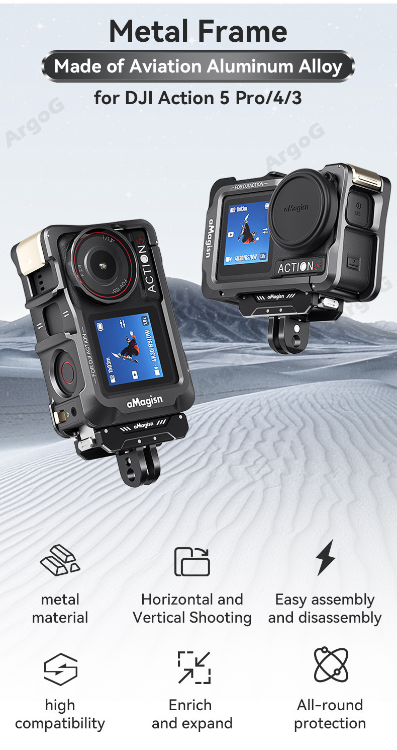 aMagisn Metal Frame Cage For DJI Osmo Action 5 Pro / Action 4/3 ...