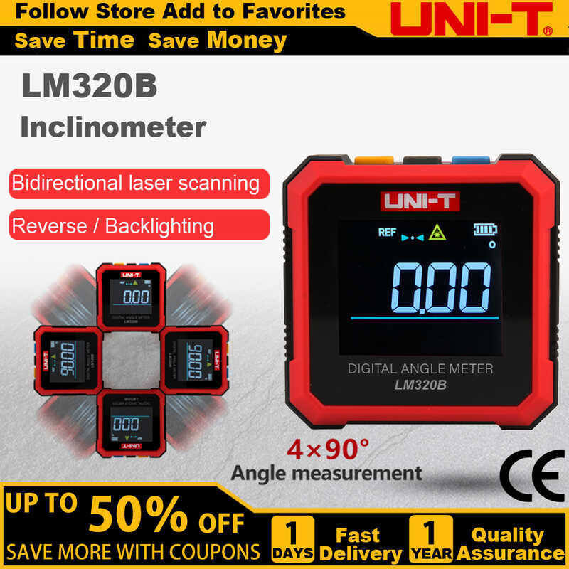 UNI-T e LM320A LM320B Electronic Meter Digital Protractor Magnetic Incometer Angle Bevel Box d E ...