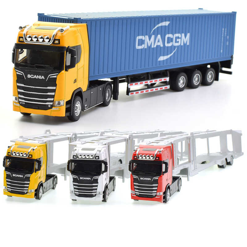 LY 1:50 SCANIA Diecast Metal Model Toy Container Truck Pull Back With ...