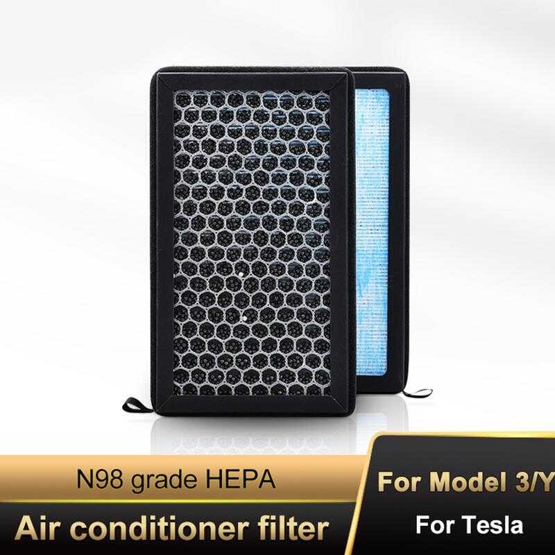 For Tesla 3 Model Y HEPA Activated Carbon Auto Air Filter Element ...